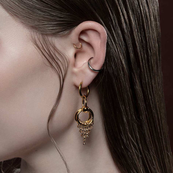 EXILE. Dazzle Chain Hoop Drop Earrings - Gold – REGALROSE