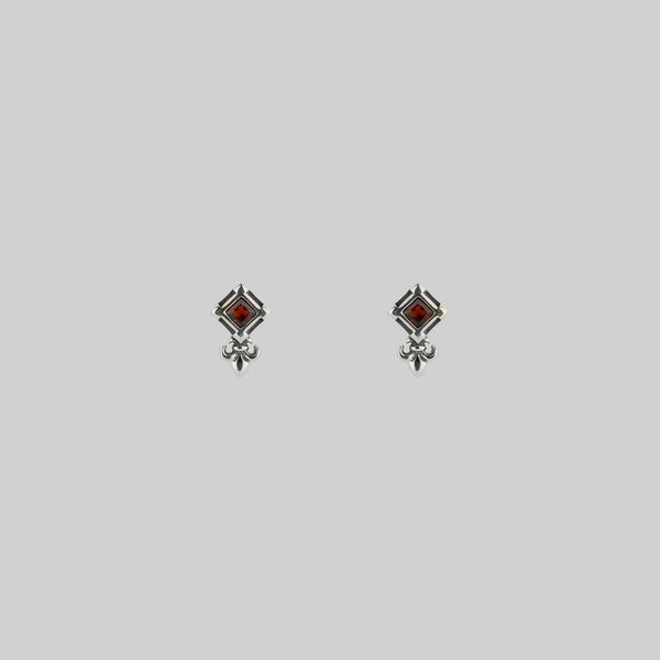 SCORN. Tiny Garnet Stud Earrings - Silver – REGALROSE