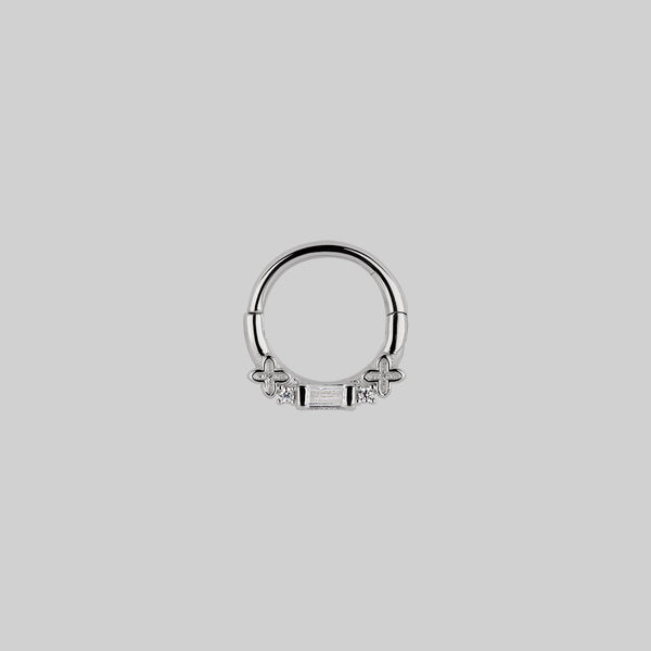 RENE. Gothic Cubic Zirconia Septum Clicker Ring - Silver – REGALROSE