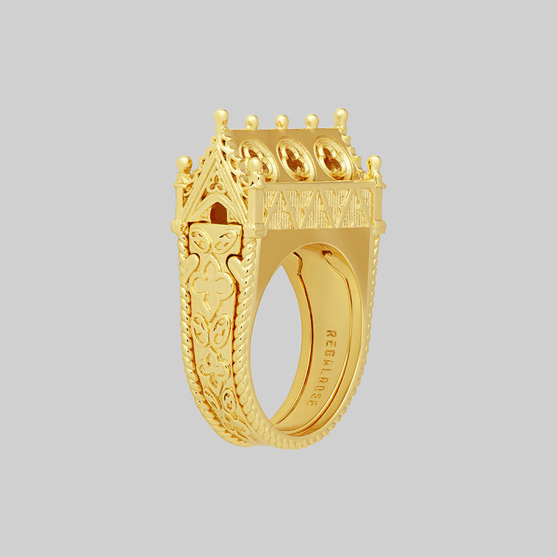 SACRARIUM. Secret Tomb Double Ring - Gold | REGALROSE