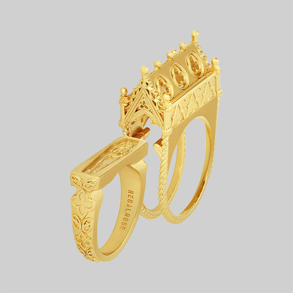 SACRARIUM. Secret Tomb Double Ring - Gold | REGALROSE