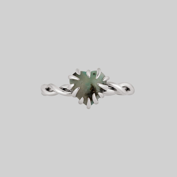SPRITE. Clawed Heart Gemstone Ring - Silver