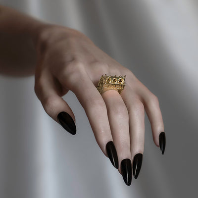 SACRARIUM. Secret Tomb Double Ring - Gold | REGALROSE