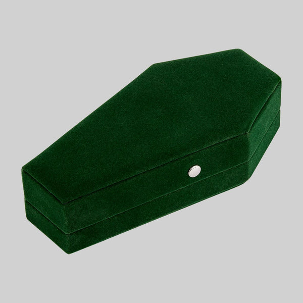 The Moss Green Velvet Coffin Ring Case – REGALROSE