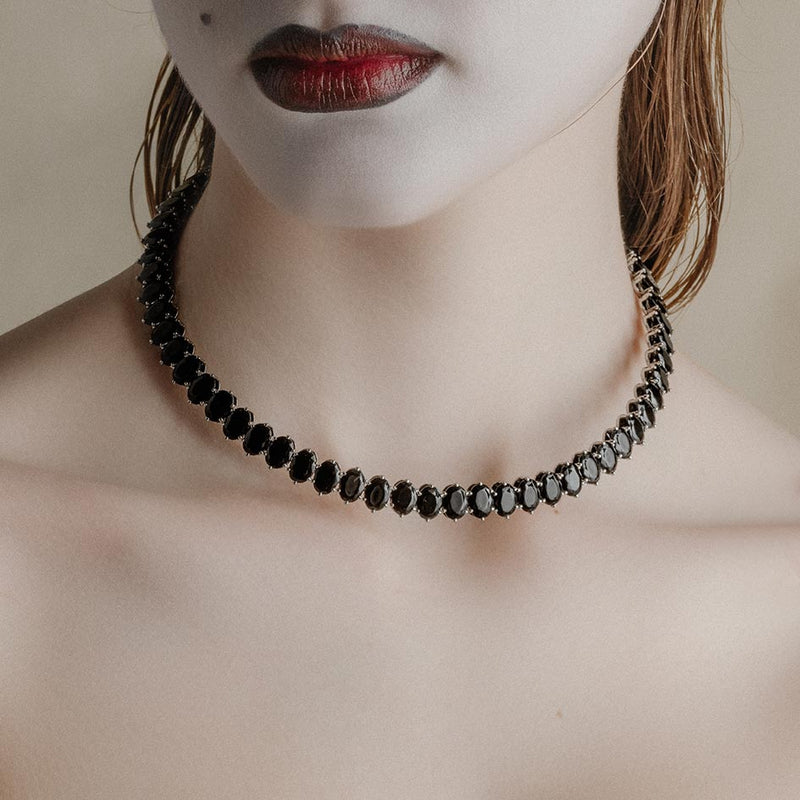 Cirque Black CZ Torque Collar - Silver