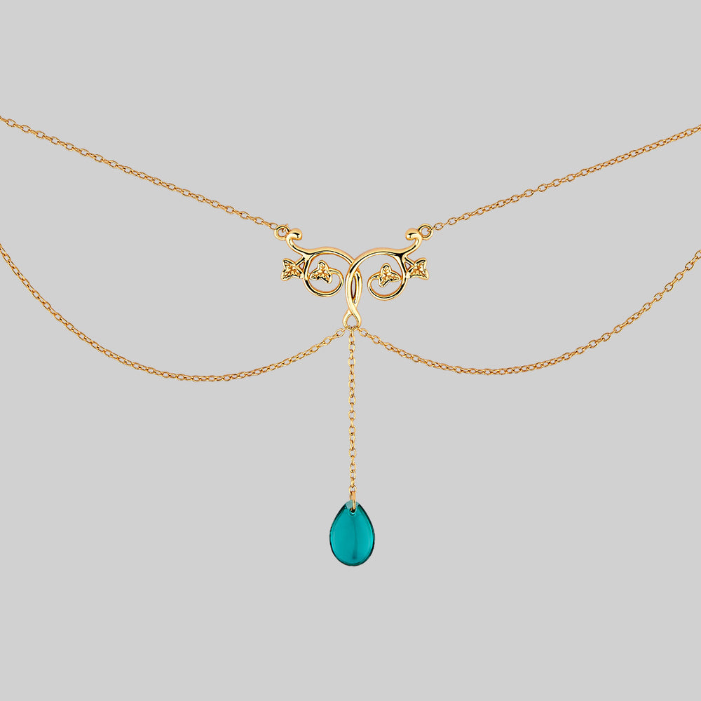 FAITH. Glass Droplet Ivy Necklace - Gold