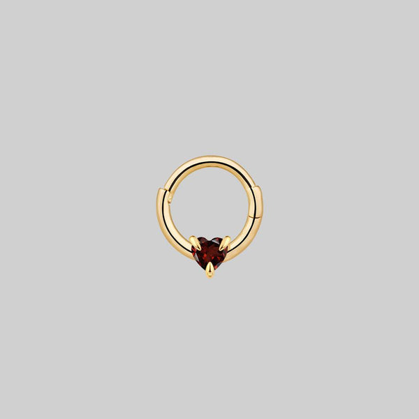 HEART & SOUL. Garnet Heart Septum Clicker Ring - Gold – REGALROSE