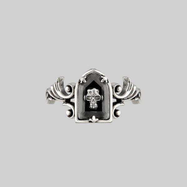 OMINOUS. Skull Under Glass Ring - Silver – REGALROSE